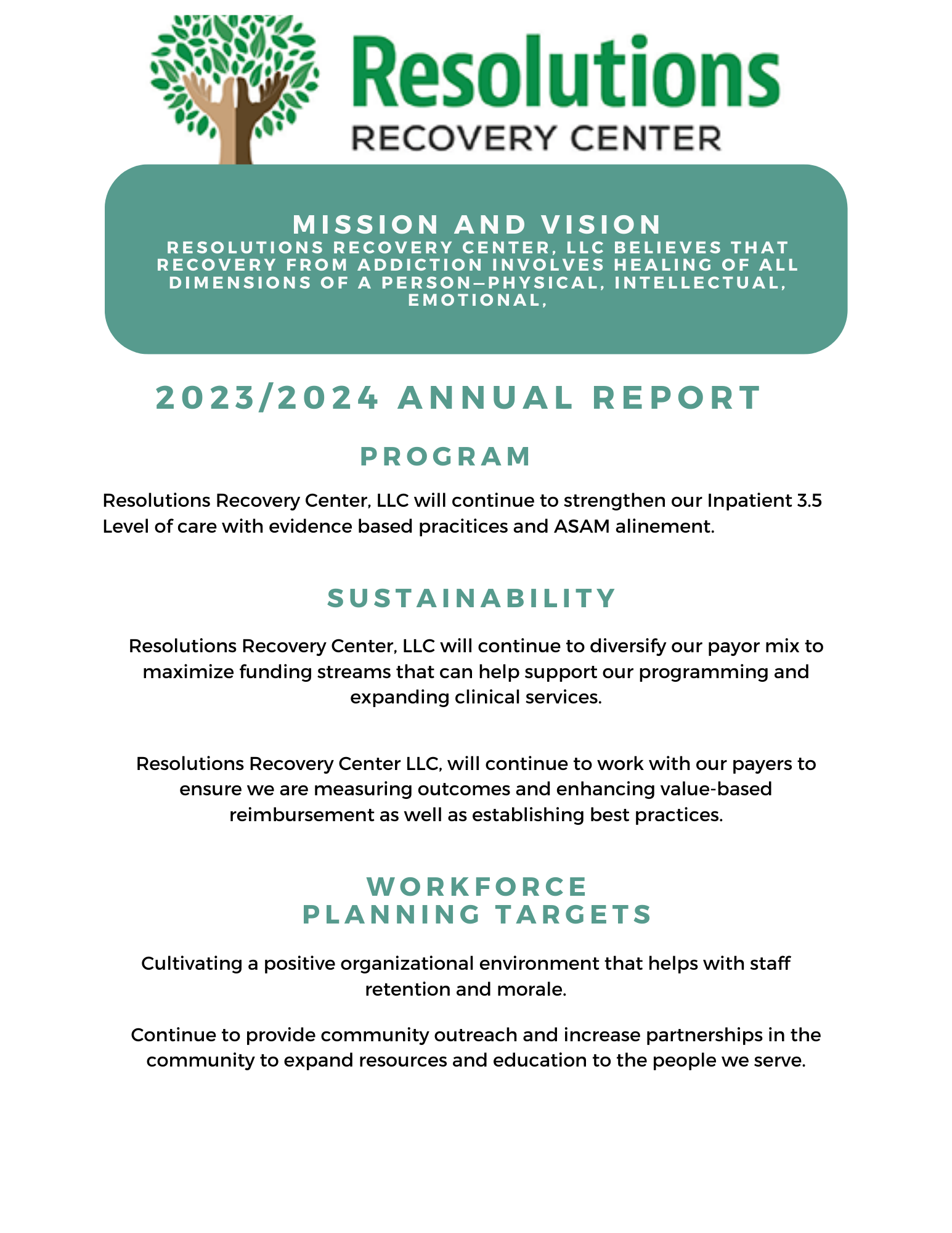 About Us - Resolutions Recovery Center